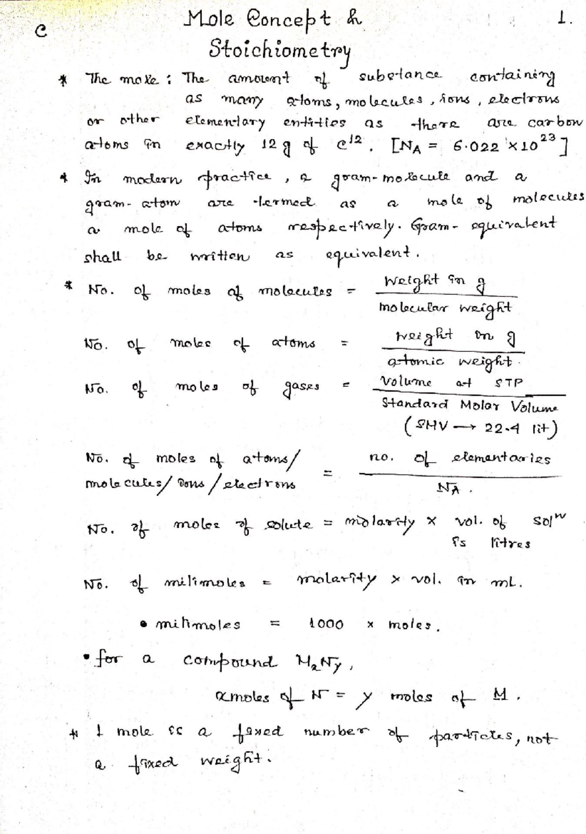 MOLE Concept AND Stoichiometry-20210127174943439603 - Chemistry SL ...