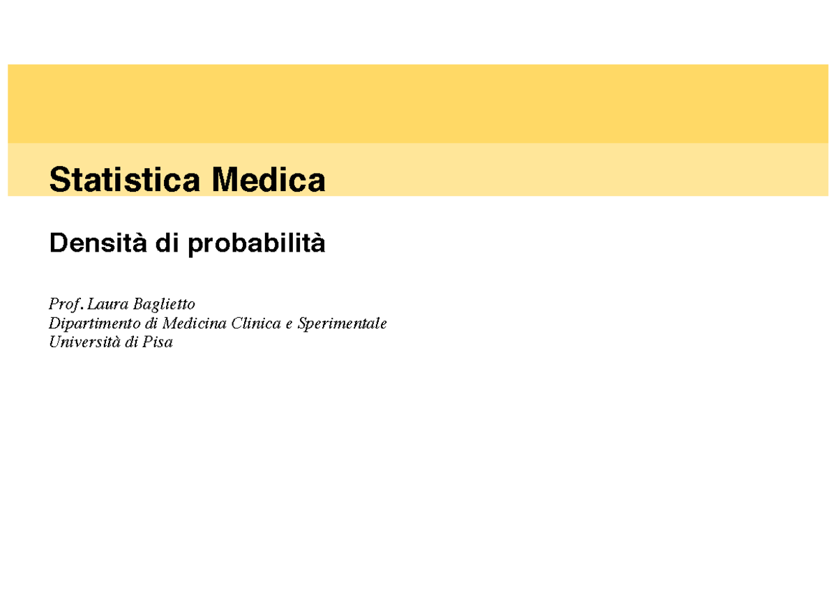 4. Densita di probabilita v - Warning: TT: undefined function: 32 Statistica Medica Densità di ...