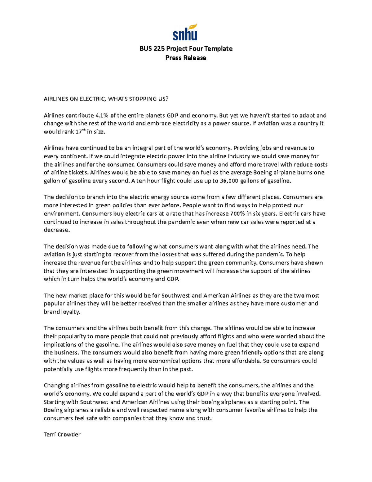 BUS 225 Project Four Template - BUS 225 Project Four Template Press ...