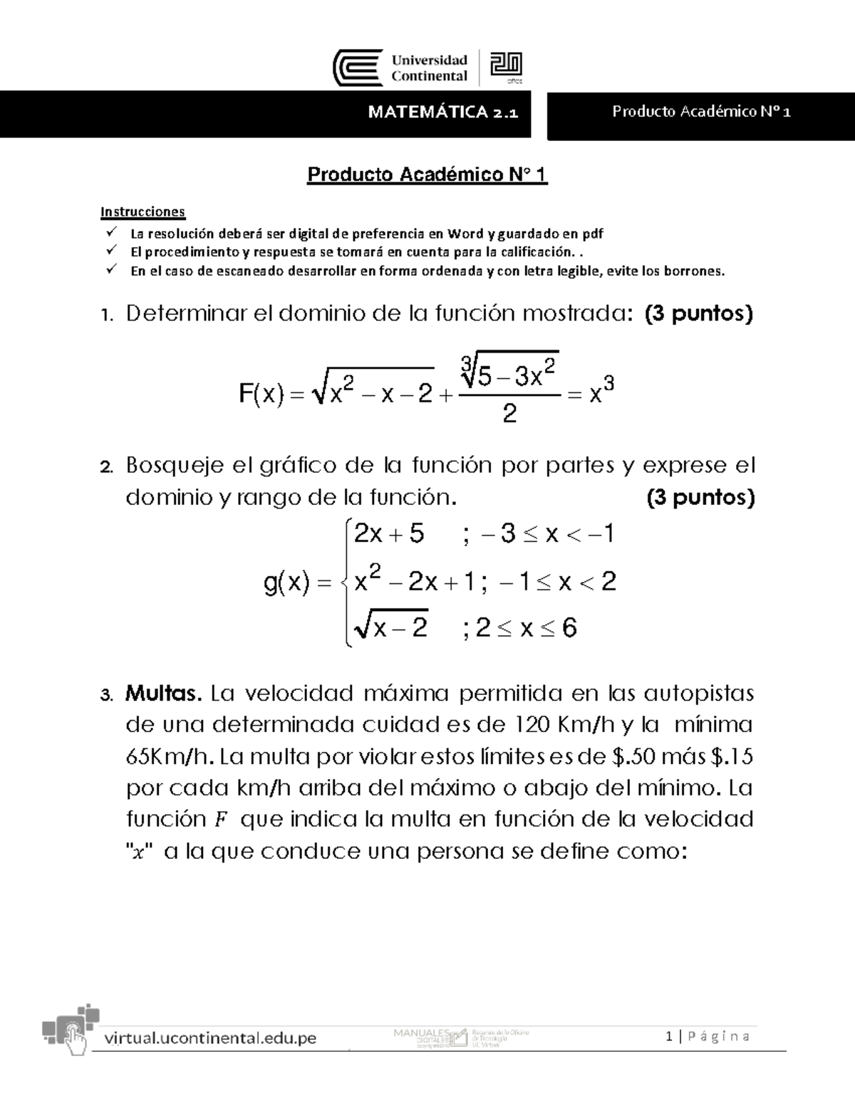 Producto Académico N1-Mate2 - 1 | P · g i n a MATEM¡TICA 2 Producto AcadÈmico N∞ 1 Producto ...