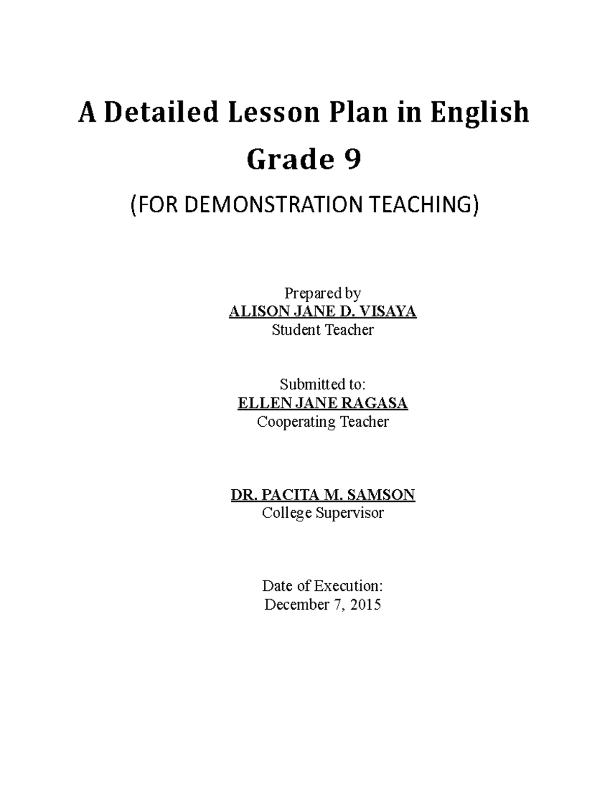 A detailed lesson plan in english grade 9 - A Detailed Lesson Plan in ...