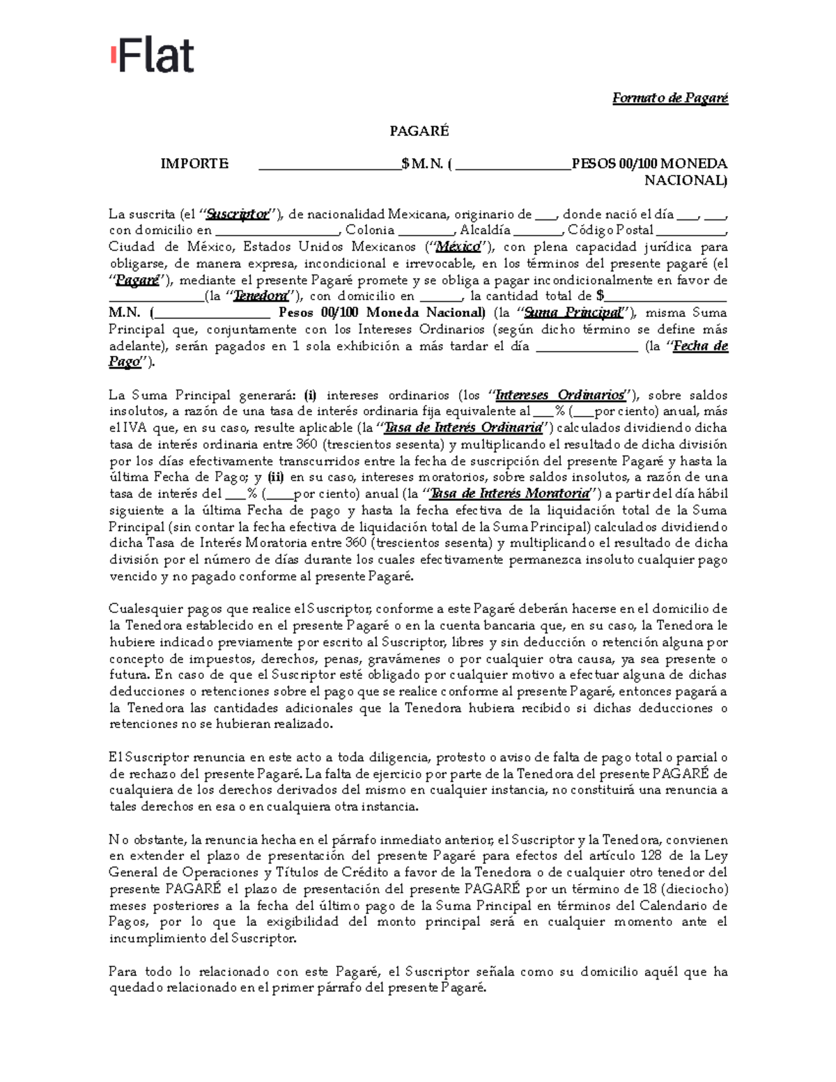 6529886 e004beb5f1338a499 Pagaré - Flatmx - Formato de Pagaré PAGARÉ ...