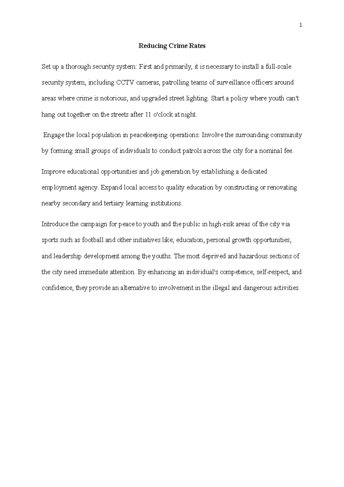 Crime prevention - 1 Reducing Crime Rates Set up a thorough security ...