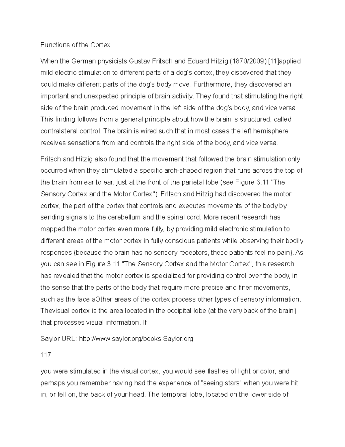 PSYC 16 - PSYC 16 NOTES - Functions of the Cortex When the German ...