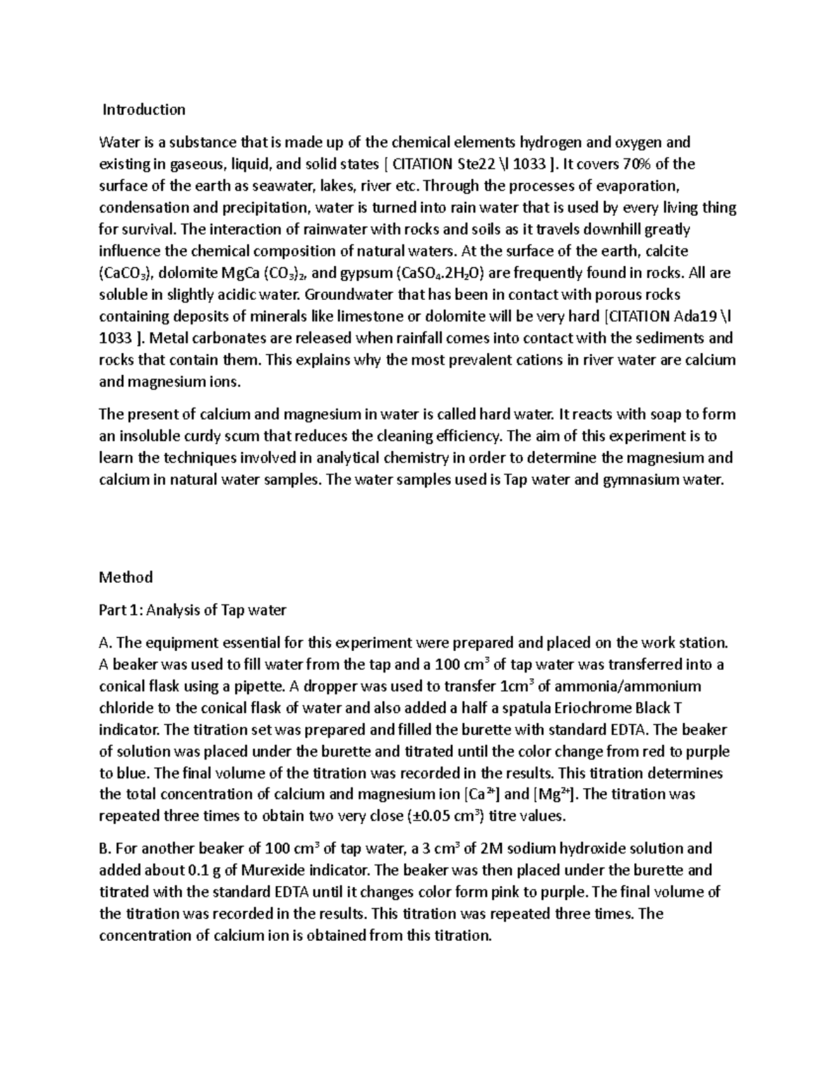 Ch205 Experiment 5 - Lab 5 - Introduction Water is a substance that is ...