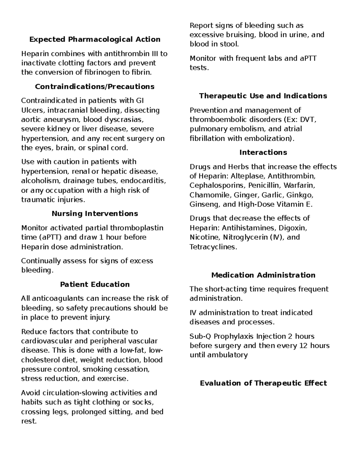 Heparin - Drug Summary and Information - Expected Pharmacological ...