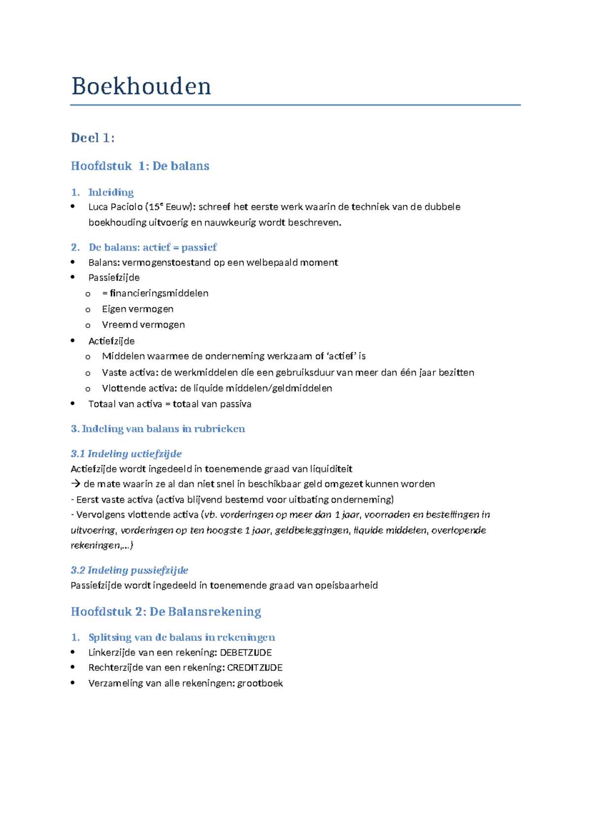 Boekhouden Samenvatting - Boekhouden Deel 1: Hoofdstuk 1: De balans ...