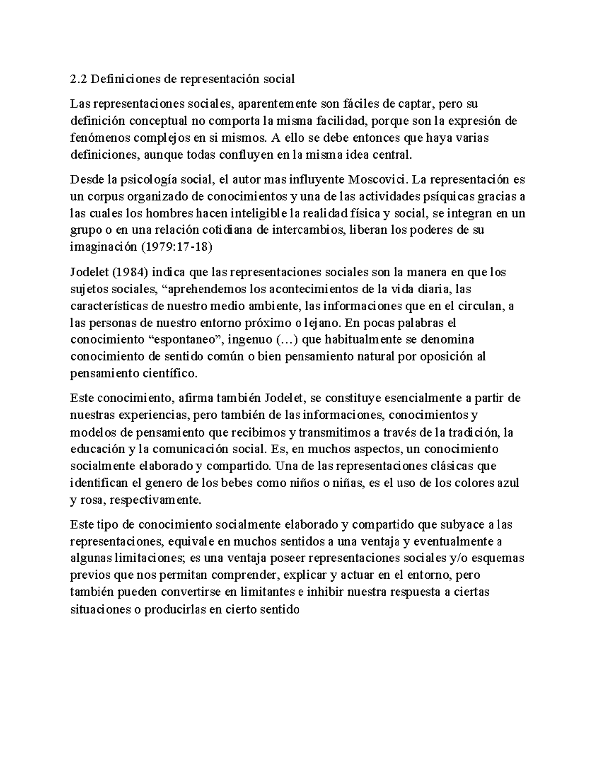2.2 Representaciones Sociales (parte 1) - 2 Definiciones de ...