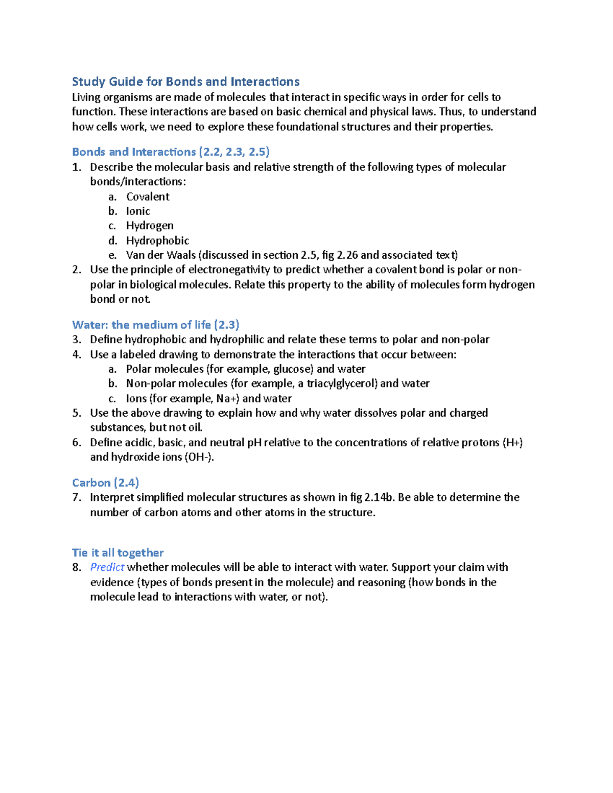 Study guide Bonds and Interactions - Study Guide for Bonds and ...