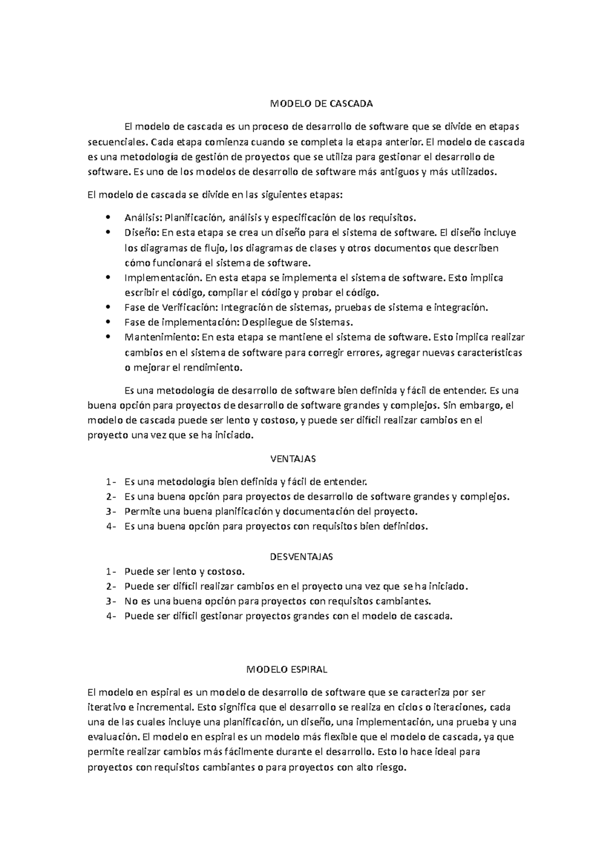 9 modelos de desarrollo de software - MODELO DE CASCADA El modelo de ...