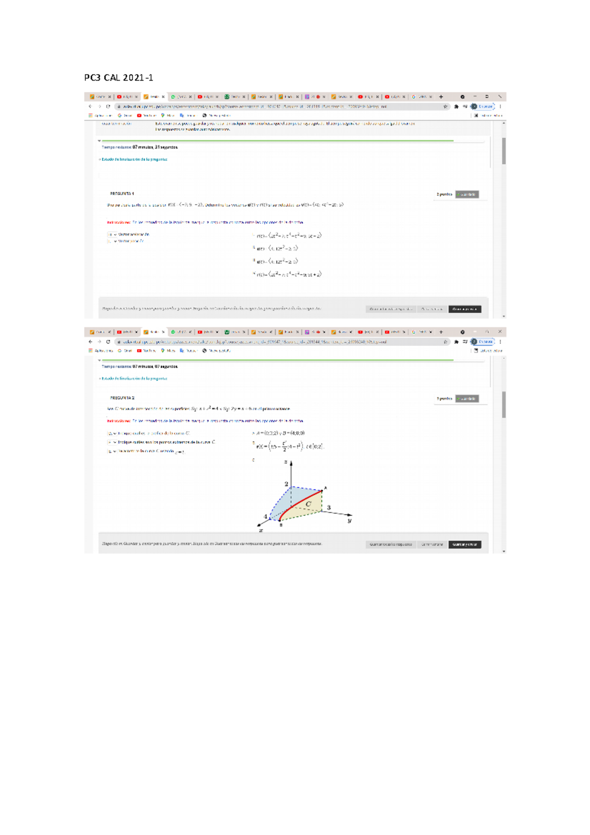 PC3 CAL 2021-1 - PC3- CALCULO2- 2021-1 - Cálculo 2 - PC3 CAL 2021- - Studocu