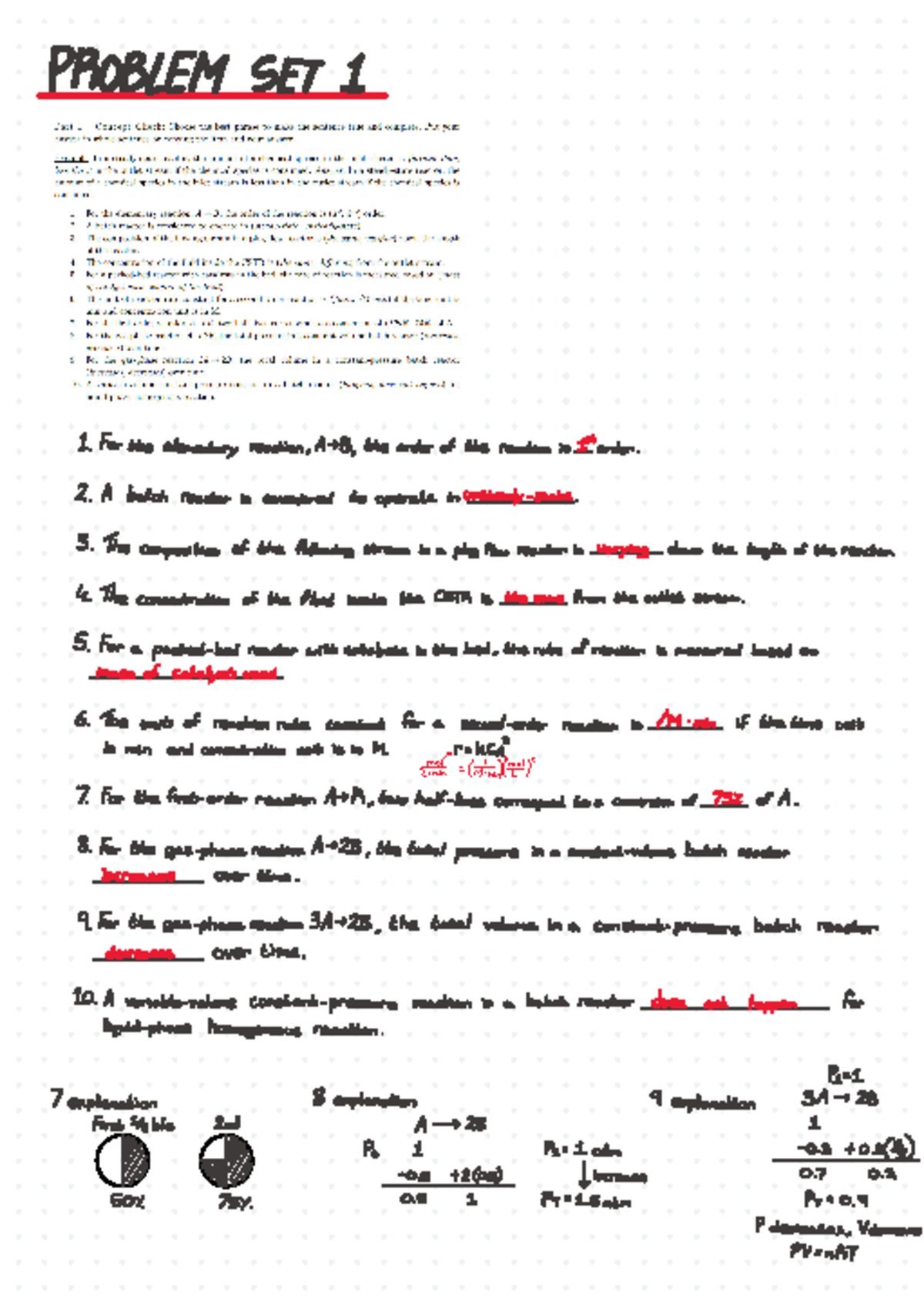 Problem-Set-1 - chemical reaction engineering problem set - PROBLEM SET ...