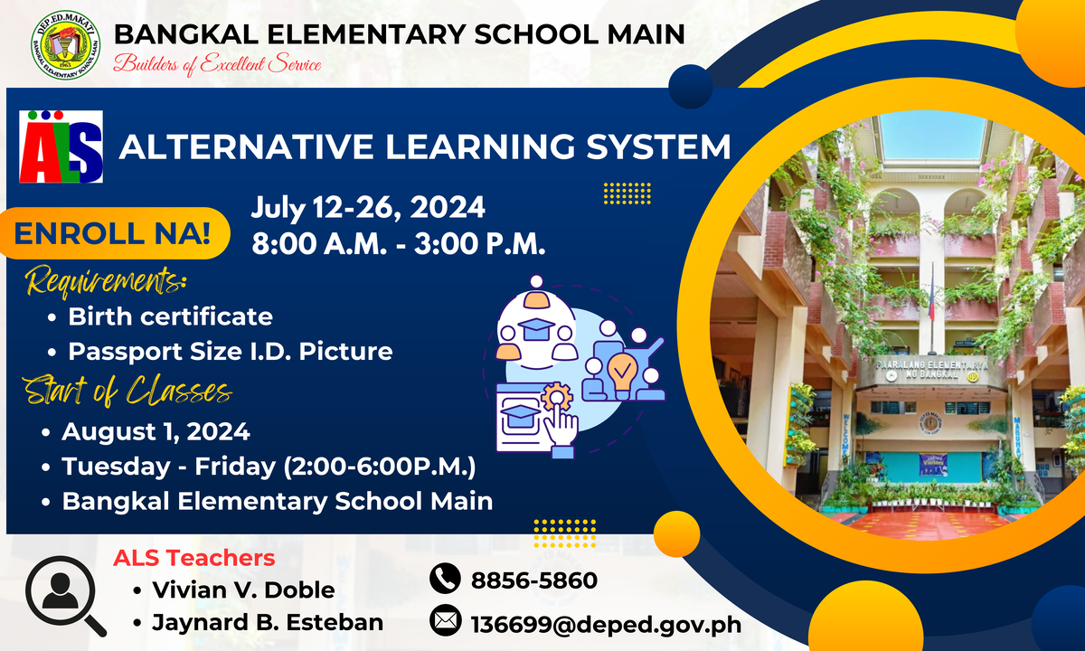 Alternative Learning System Tarpaulin - Elementary Education - ALTERNATIVE LEARNING SYSTEM July ...