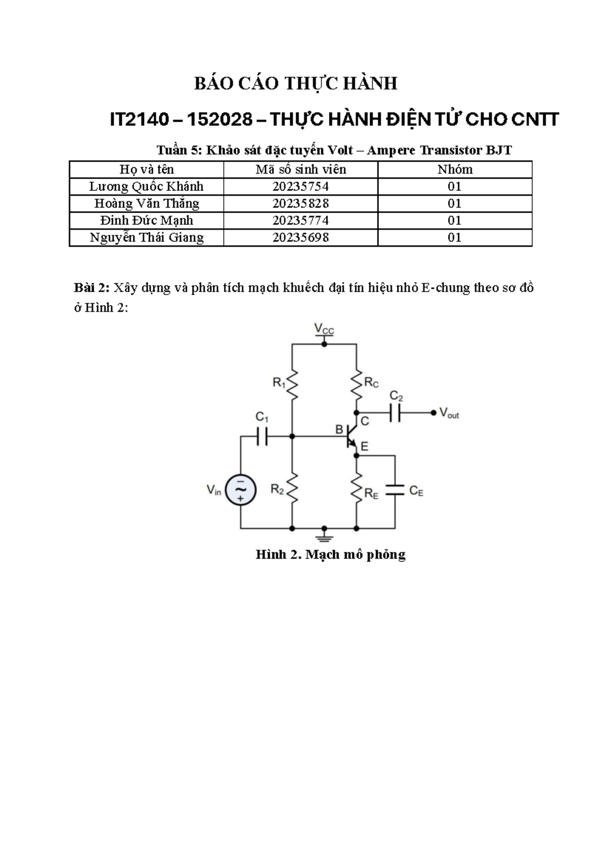 Lab 06 Nhóm 1 152028 - Báo cáo lab 06 - BÁO CÁO THỰC HÀNH IT2140 – 152028 – THỰC HÀNH ĐIỆN TỬ ...