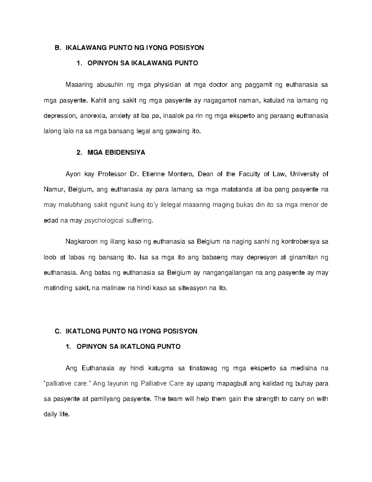 Ikalawang Punto NG Iyong Posisyon - B. IKALAWANG PUNTO NG IYONG ...