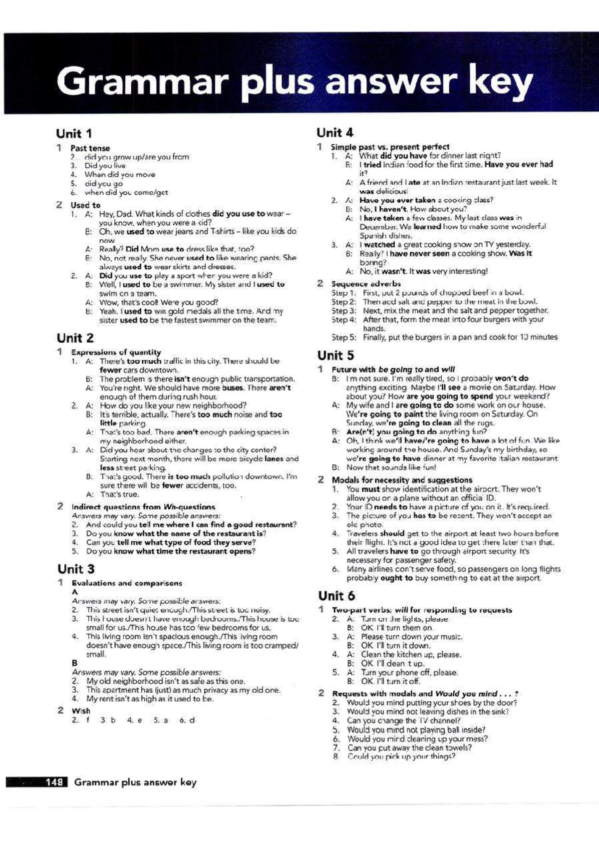 9-16key - ANSWERS - Gramática - Studocu