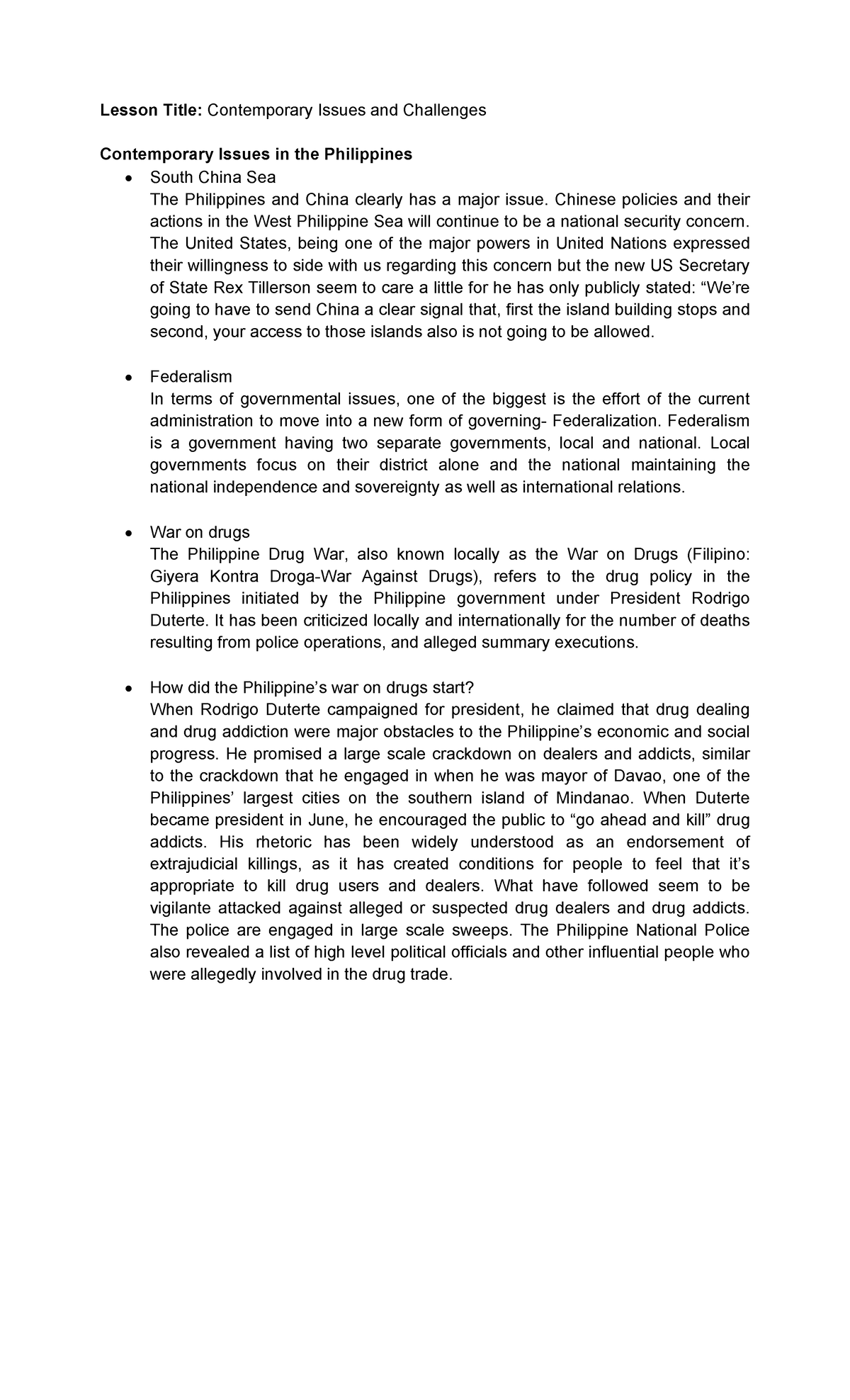 Contemporary Issues and Challenges - Lesson Title: Contemporary Issues ...