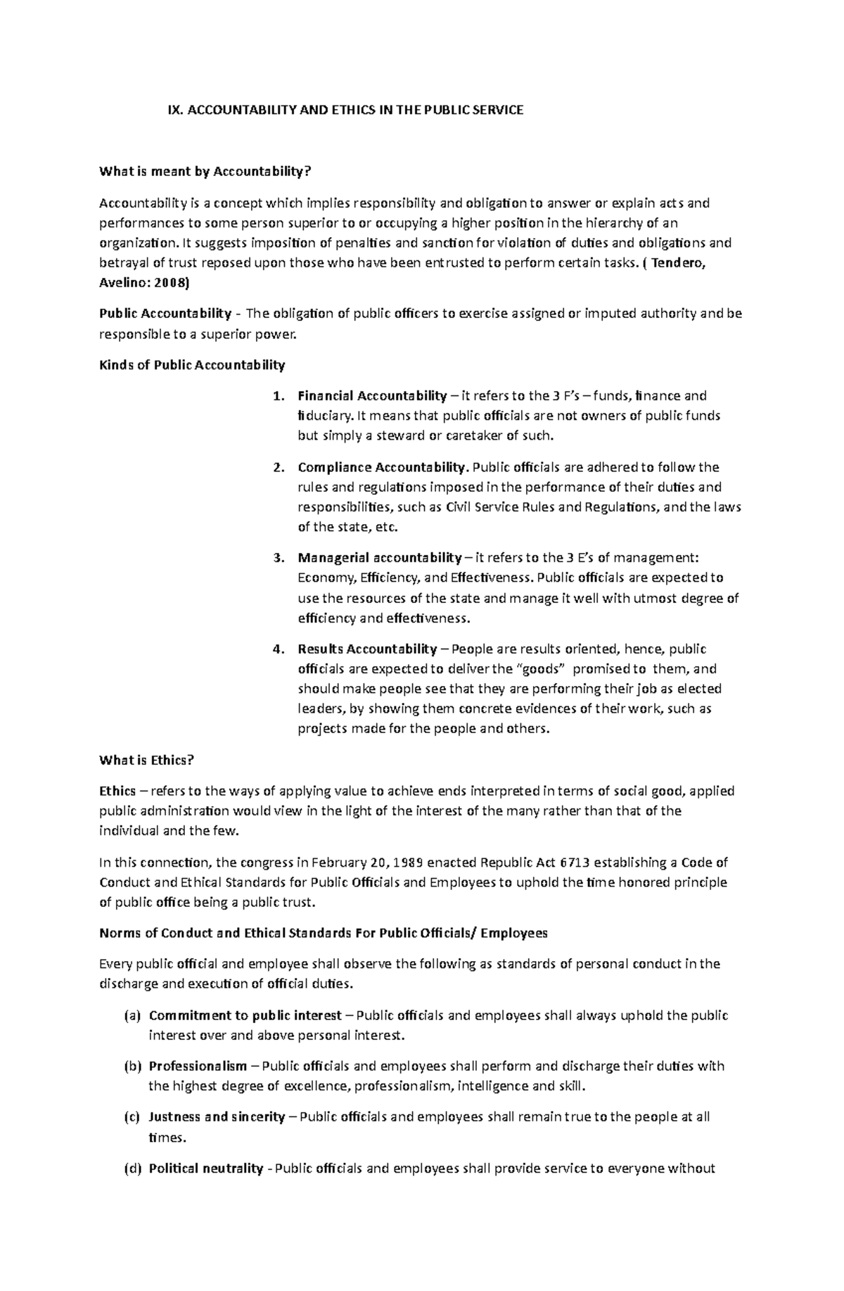 Module IX. Accountability AND Ethics IN THE Public Service - IX ...