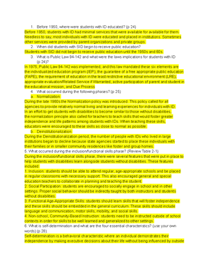 Chapter 1 questions - Define severe intellectual disability (p. 3 ...