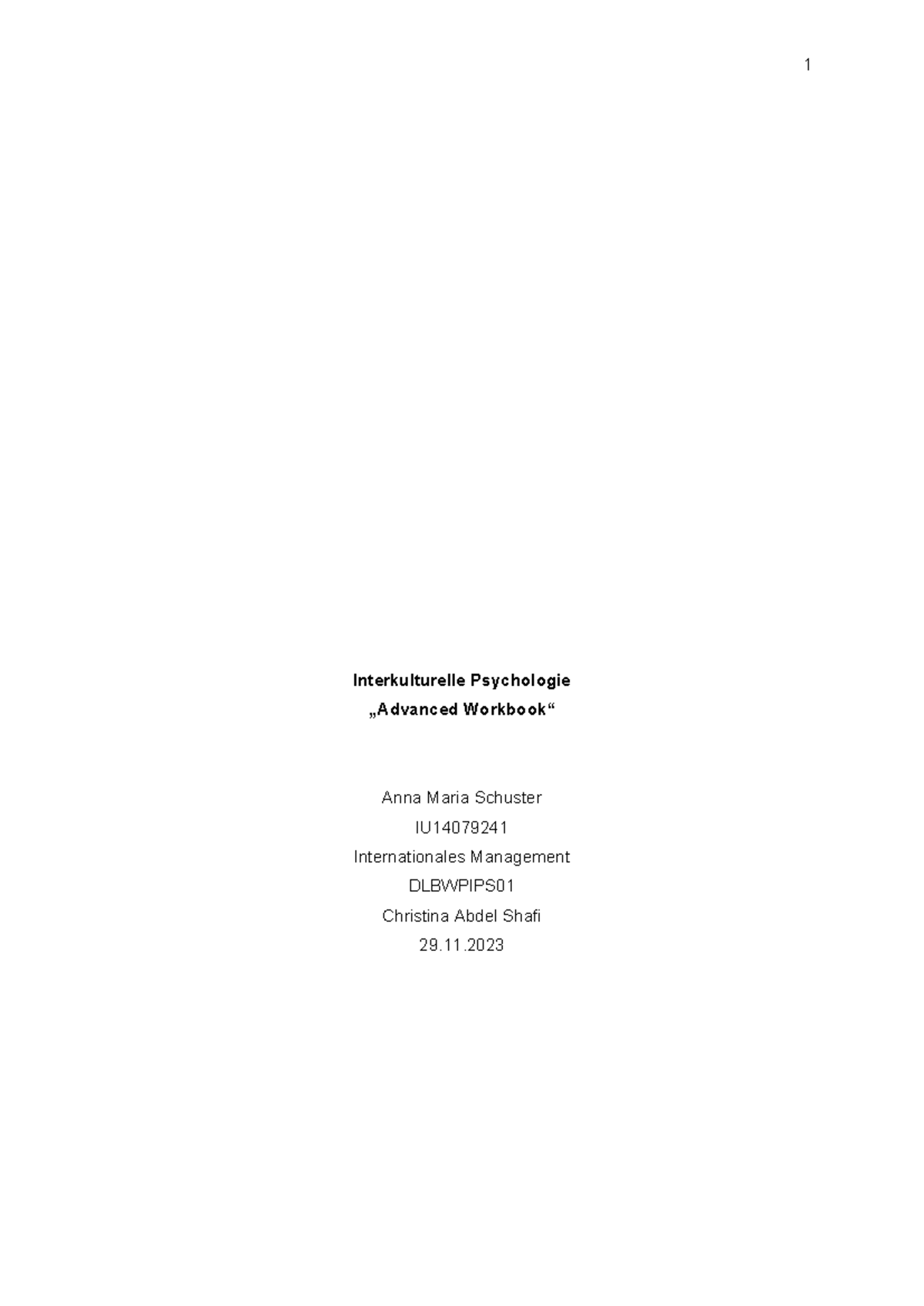 Neu advanced workbook - Interkulturelle Psychologie „Advanced Workbook ...