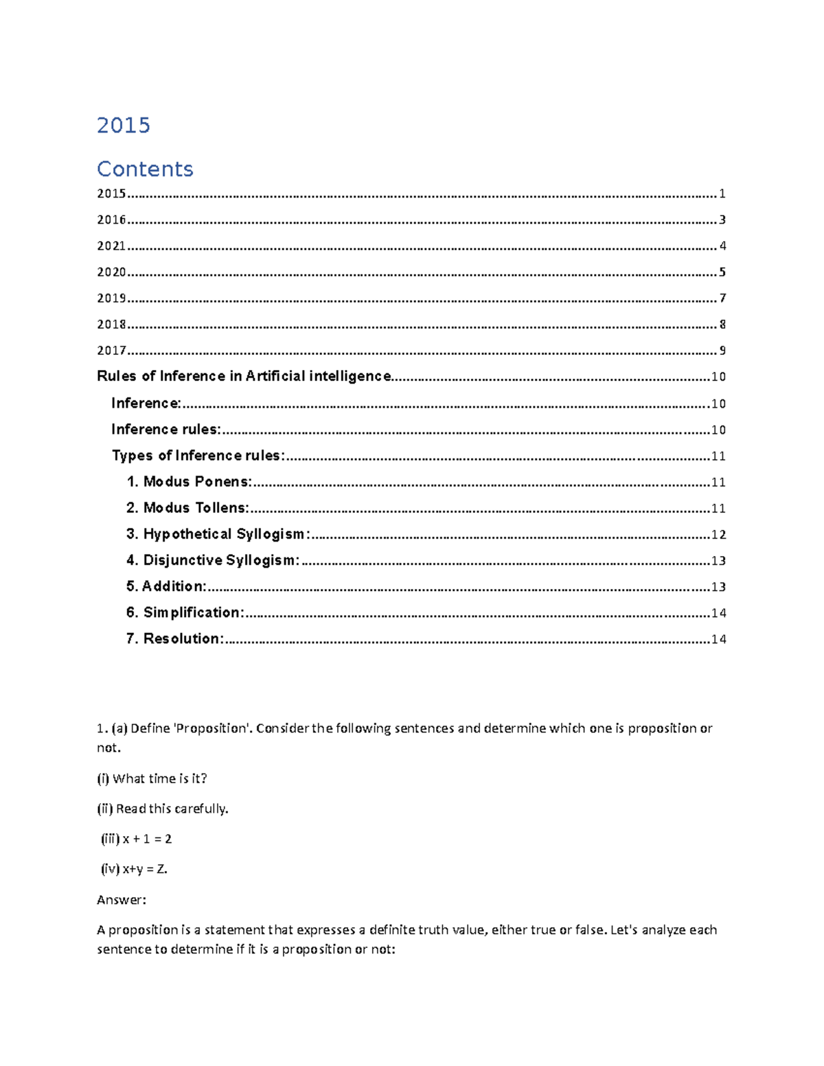 Discrete math-Question solution - 2015 Contents 2015 - Studocu