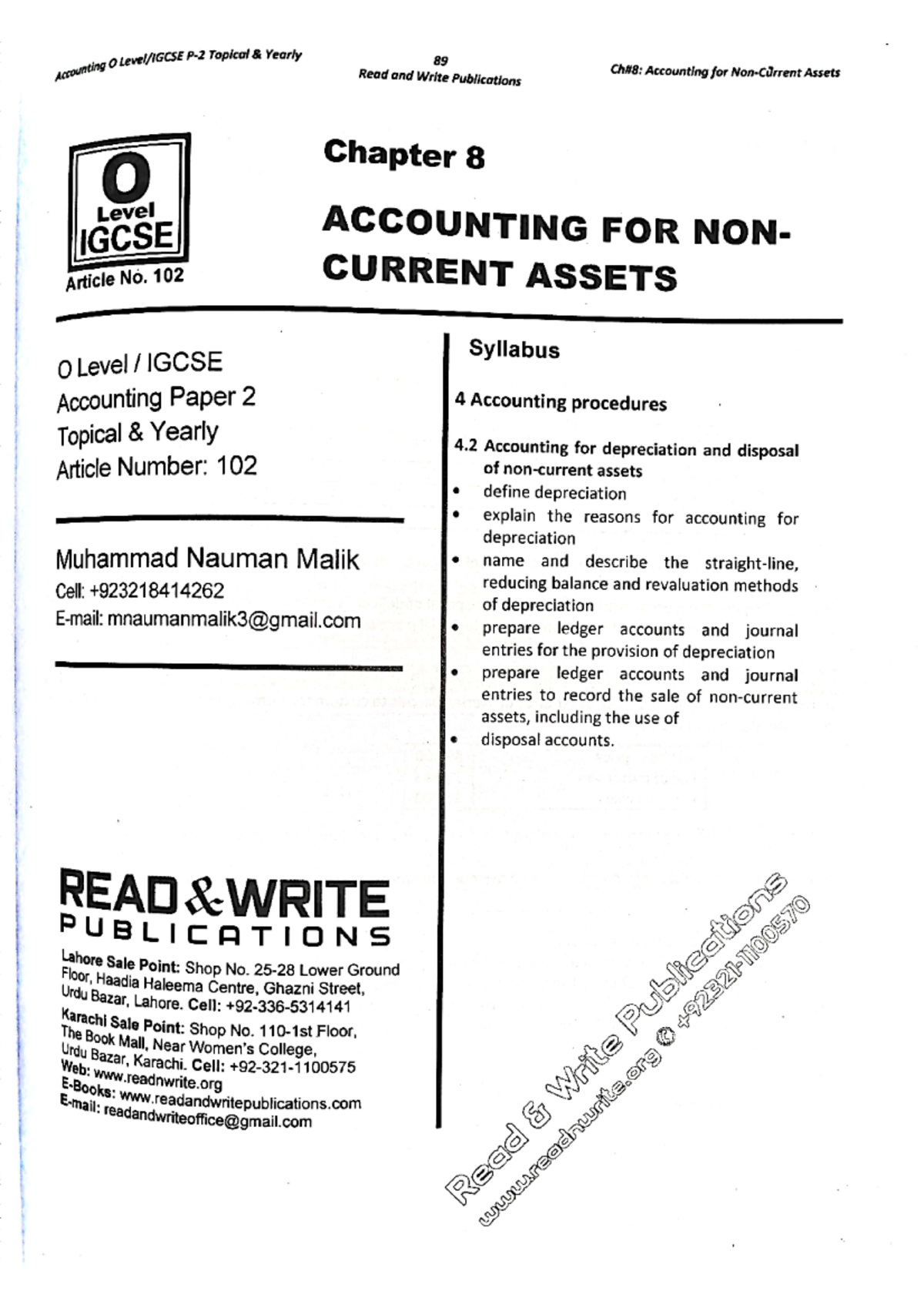 Non Current Assets Practice - Topical Yearly 89 Accounting for Assets ...