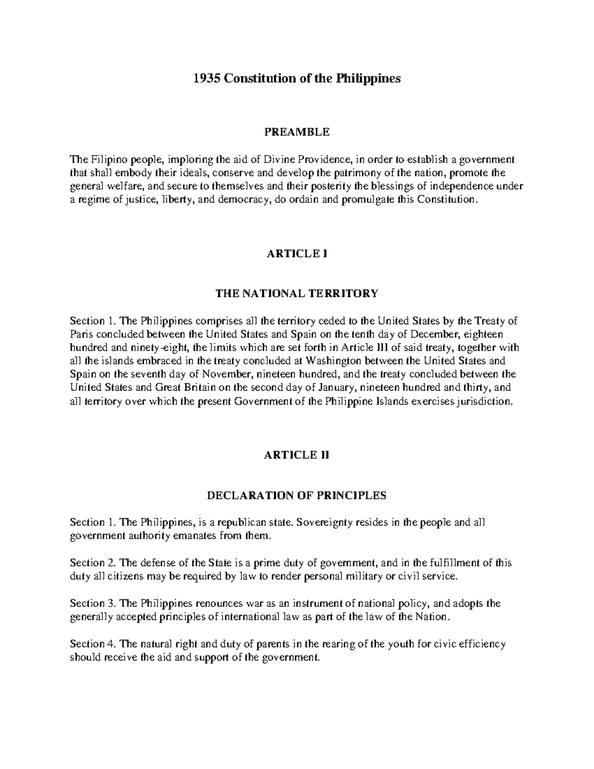 1935 constitution of the philippines - 1935 Constitution of the ...