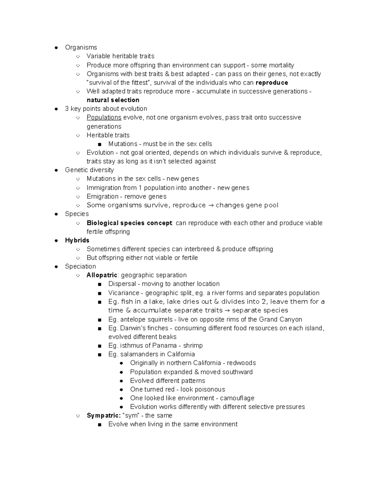 9 20 natural selection evolution - Organisms Variable heritable traits ...