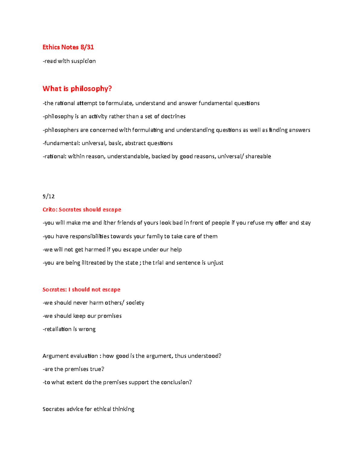 Ethics - professor quiong - Ethics Notes 8/ -read with suspicion What ...