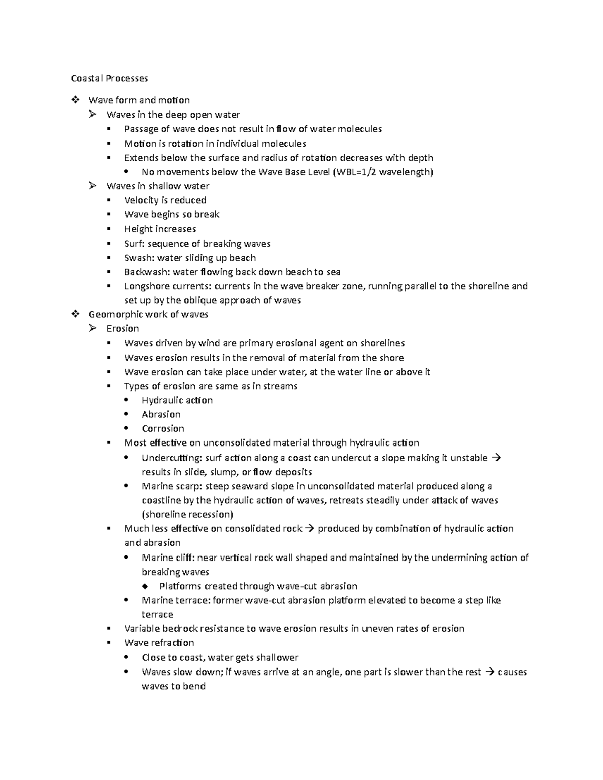 Coastal Processes - Lecture notes 21 - Coastal Processes Wave form and ...