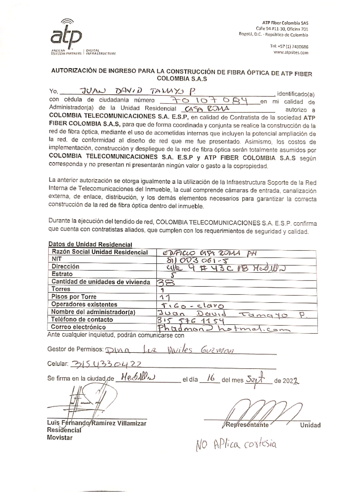 OT-00286818-ATP Poblado 2 CA-05 CL18 SCL11 ED CASA ROMA 35 HHPP ...