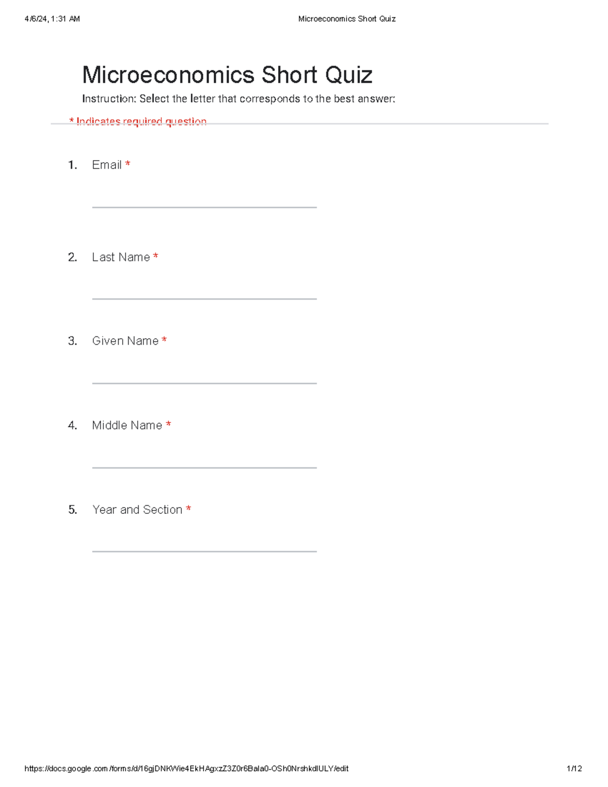 1-4 FM - MIcroeconomics Short Quiz F - Google Forms - 1. Email * 2. 3 ...