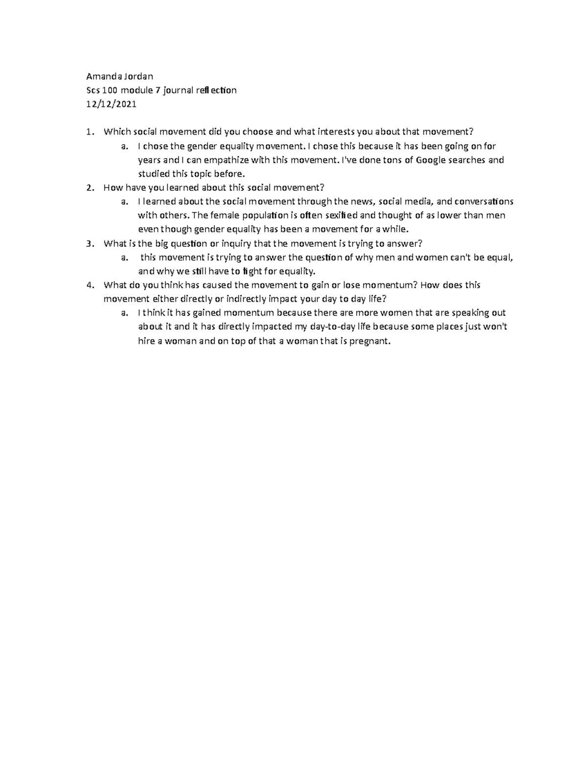 SCS 100 mod 7 journal - Amanda Jordan Scs 100 module 7 journal ...