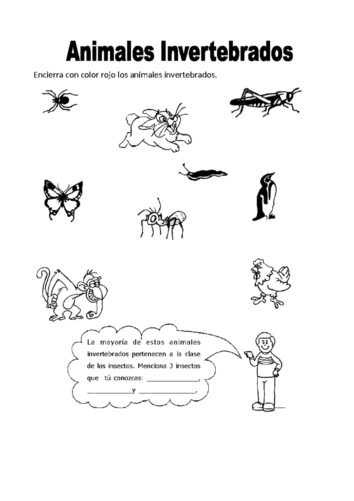 Ficha de Animales Invertebrados para Primaria - comunicacion - Encierra ...