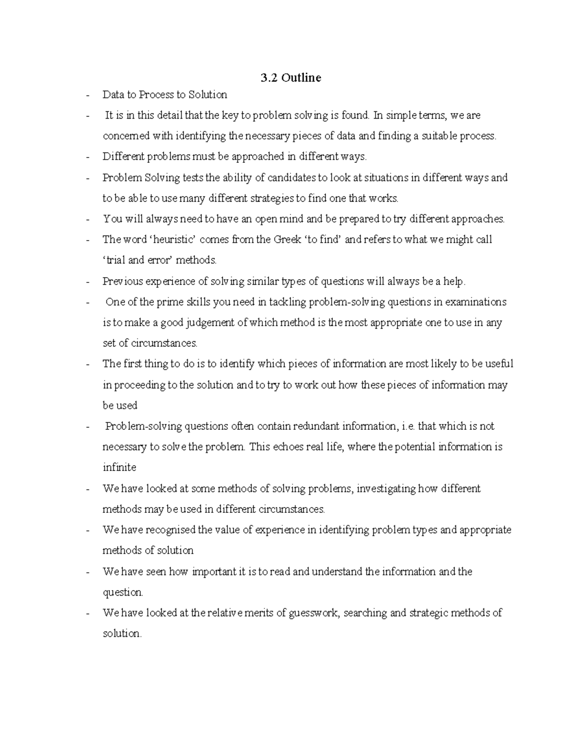 3.2 Outline - class - 3 Outline Data to Process to Solution It is in ...