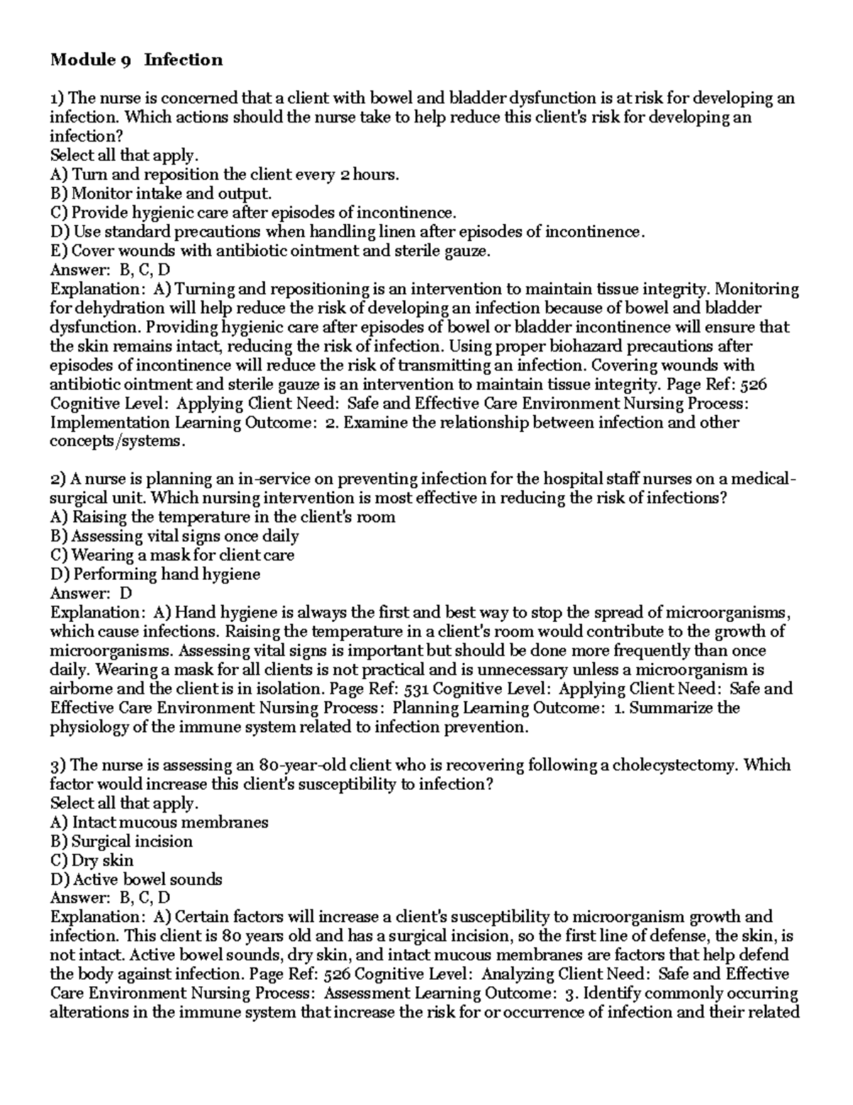 Module 9 Infection infec - Module 9 Infection The nurse is concerned ...