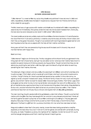 Little Women Novel by Louisa May Alcott - Studocu