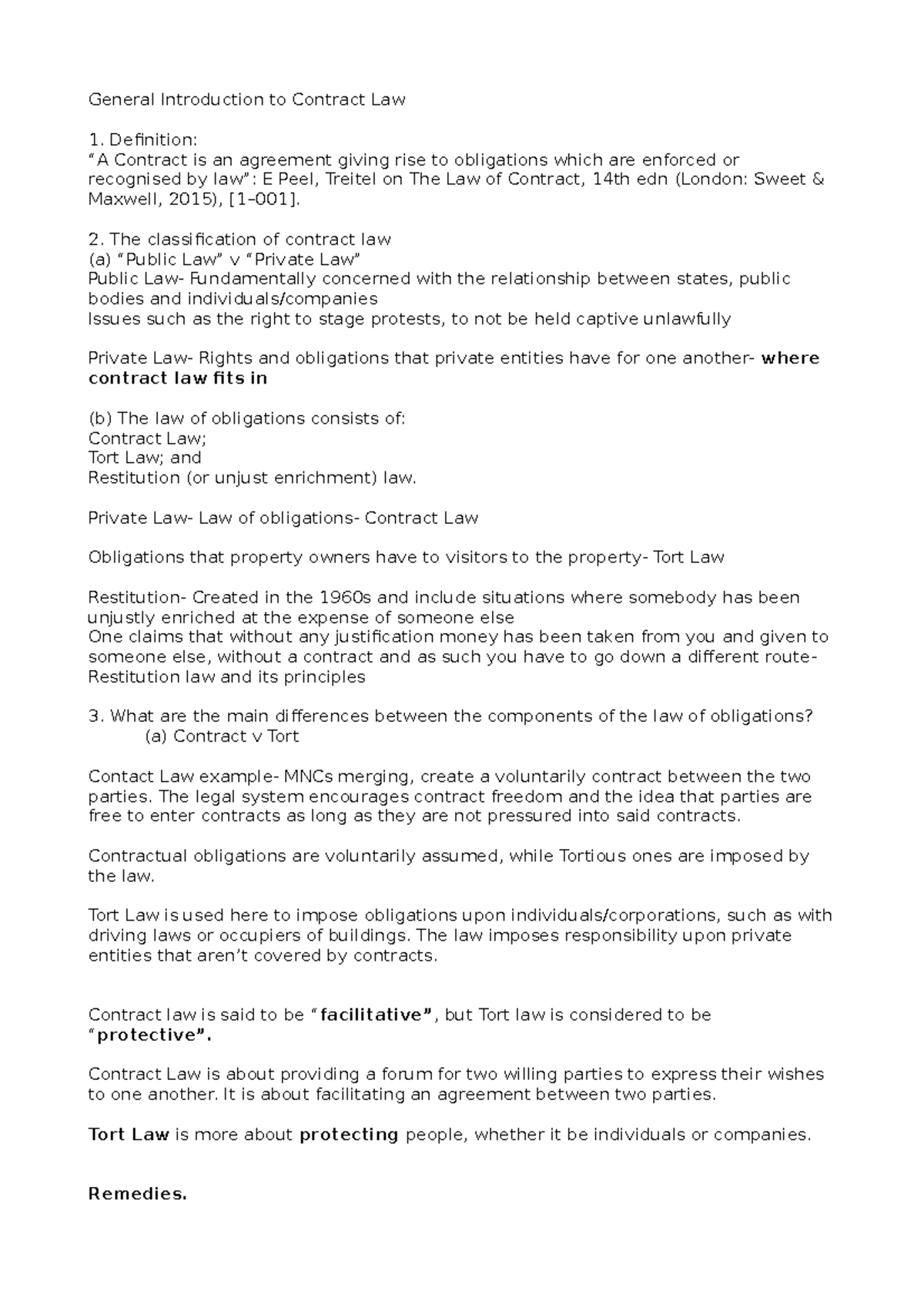 Contract Law Lectures - General Introduction to Contract Law Definition ...