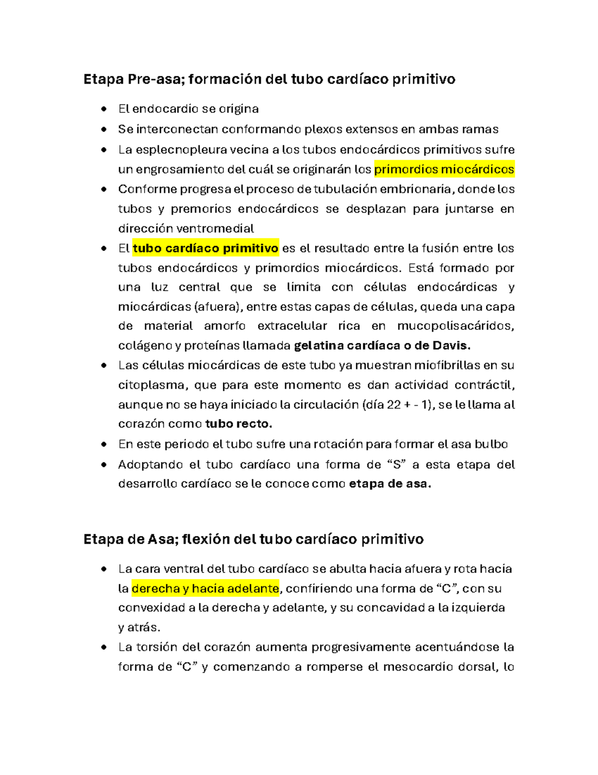 SIstema Criculatorio Apunte - Etapa Pre-asa; formación del tubo ...