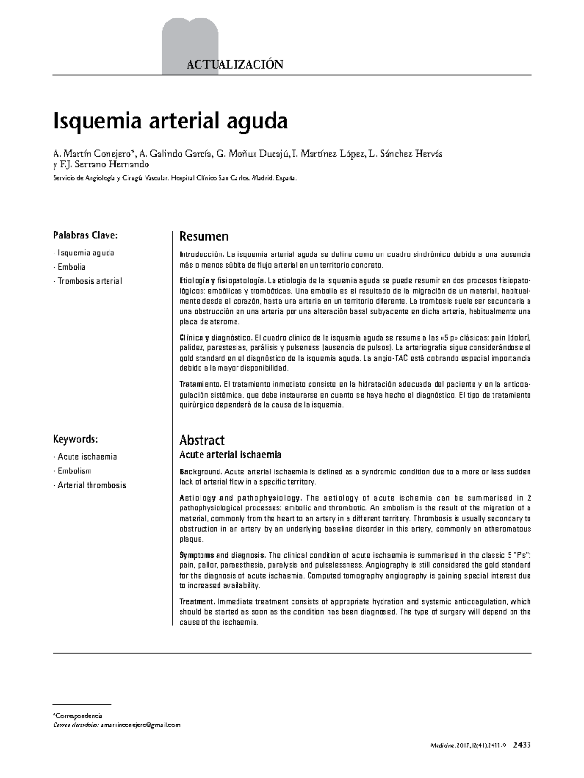 Conejero 2017 - angiologia - Isquemia arterial aguda A. Martín Conejero ...