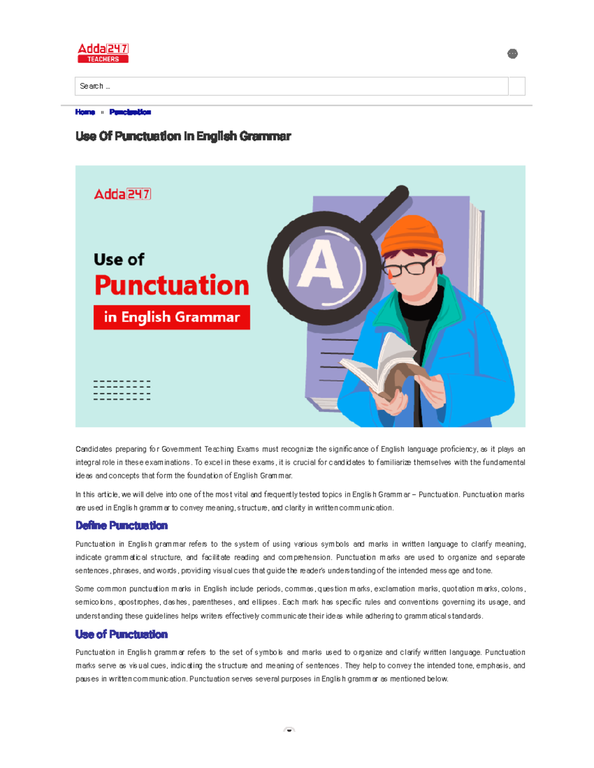 Use of Punctuation in English Grammar - Home » Punctuation Search ...