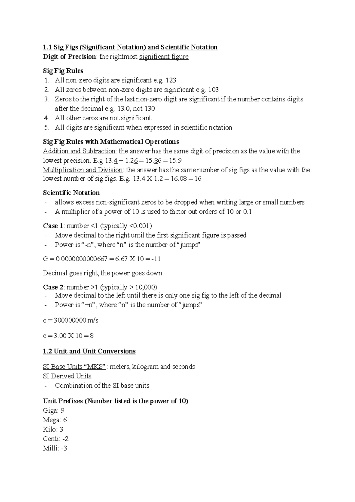 Module 1 Measurements, Units and Uncertainties - 1 Sig Figs ...