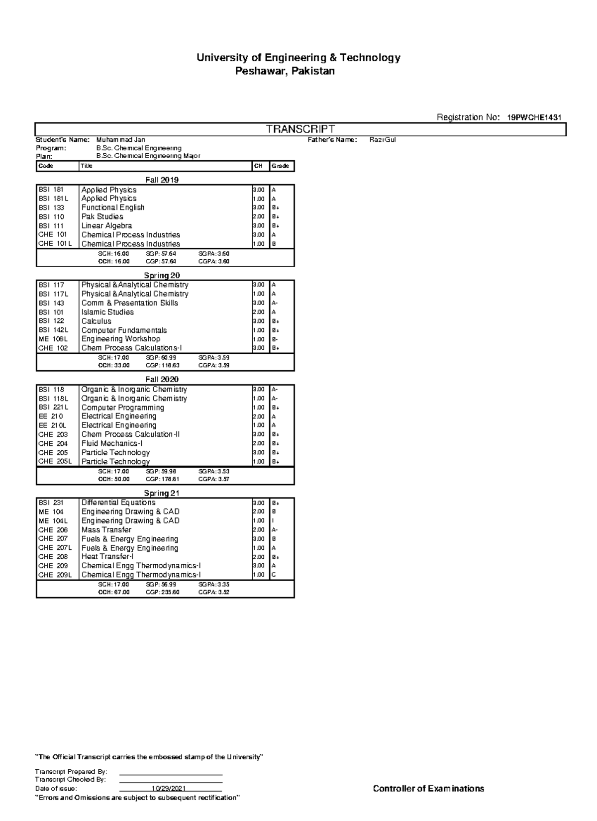 Transcript detailed DMC 2 saala amaal nama - University of Engineering ...
