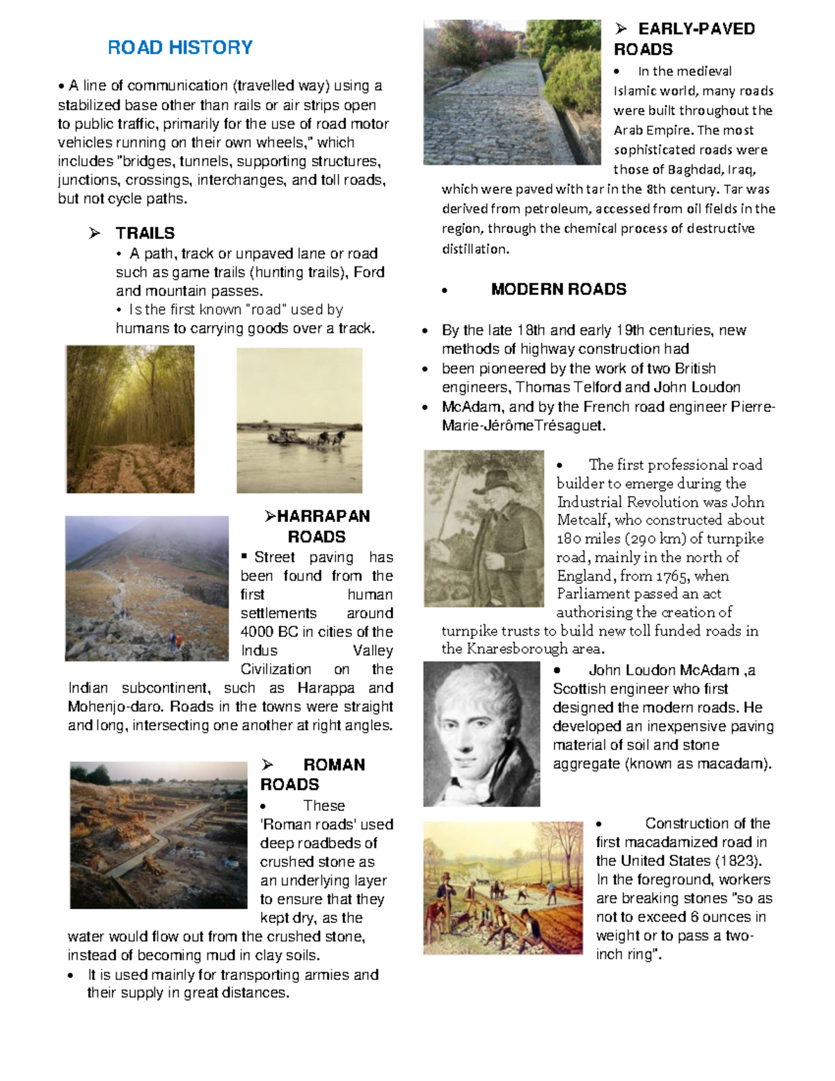 ROAD History - ROAD HISTORY A line of communication (travelled way ...