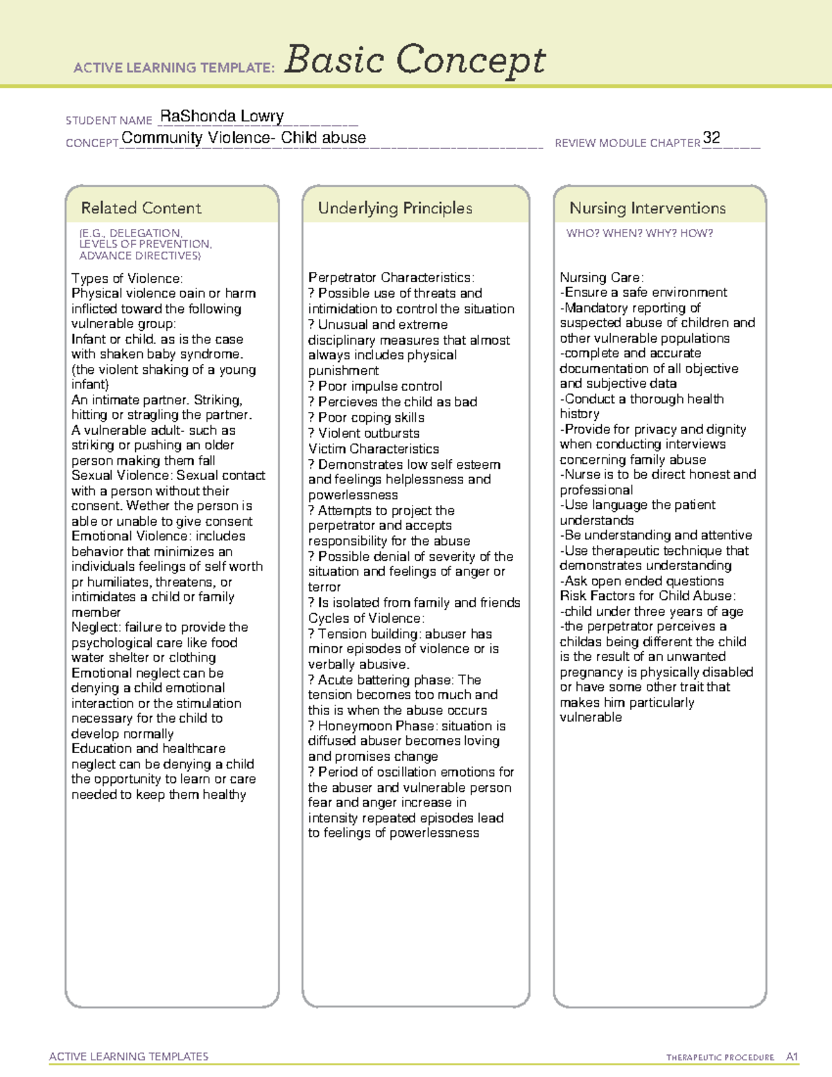 Community Violence-Child abuse - NUR 111 - ACTIVE LEARNING TEMPLATES ...