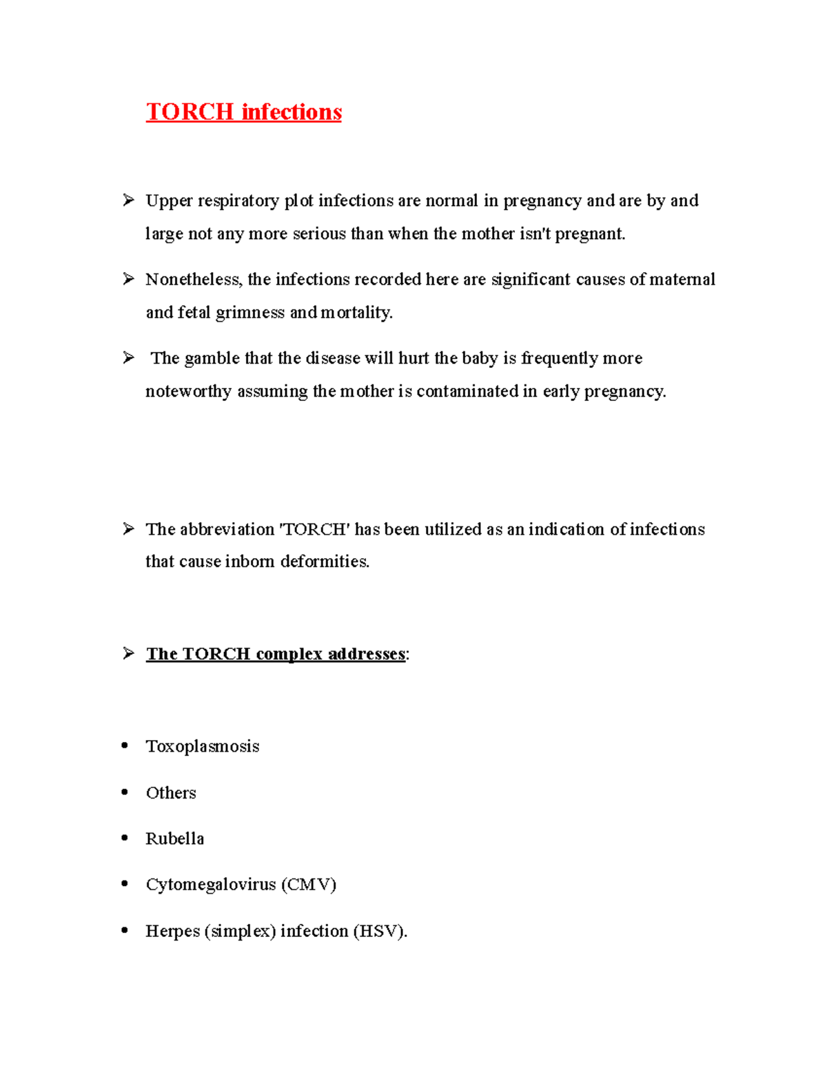 Torch Infections It Is Useful TORCH Infections Upper Respiratory