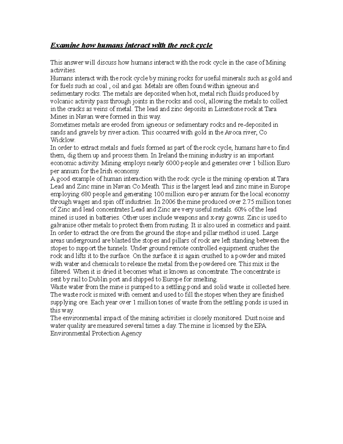 Examine how humans interact with the rock cycle - Humans interact with ...