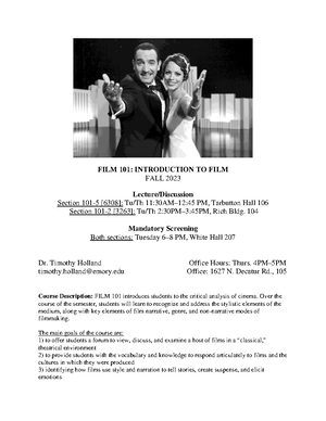 Syllabus - FILM-101-1 Introduction to Film - FILM-101-1: Introduction ...