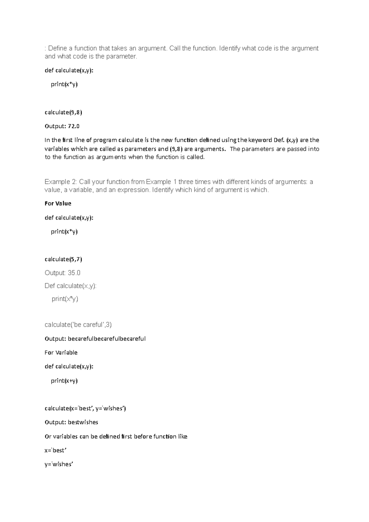 Unit 2 Discussion Assignment Computer Fundamentals Define A Function That Takes An Argument