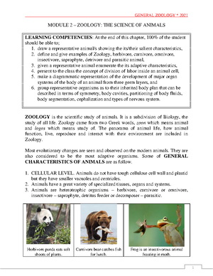Module 3 - Lecture notes about Zoology - MODULE 3 – ANIMAL TAXONOMY ...